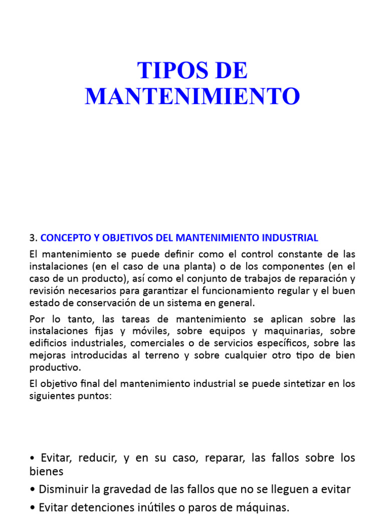 Clase N° 2 tipos de mantto | Descargar gratis PDF | Ingeniería de ...