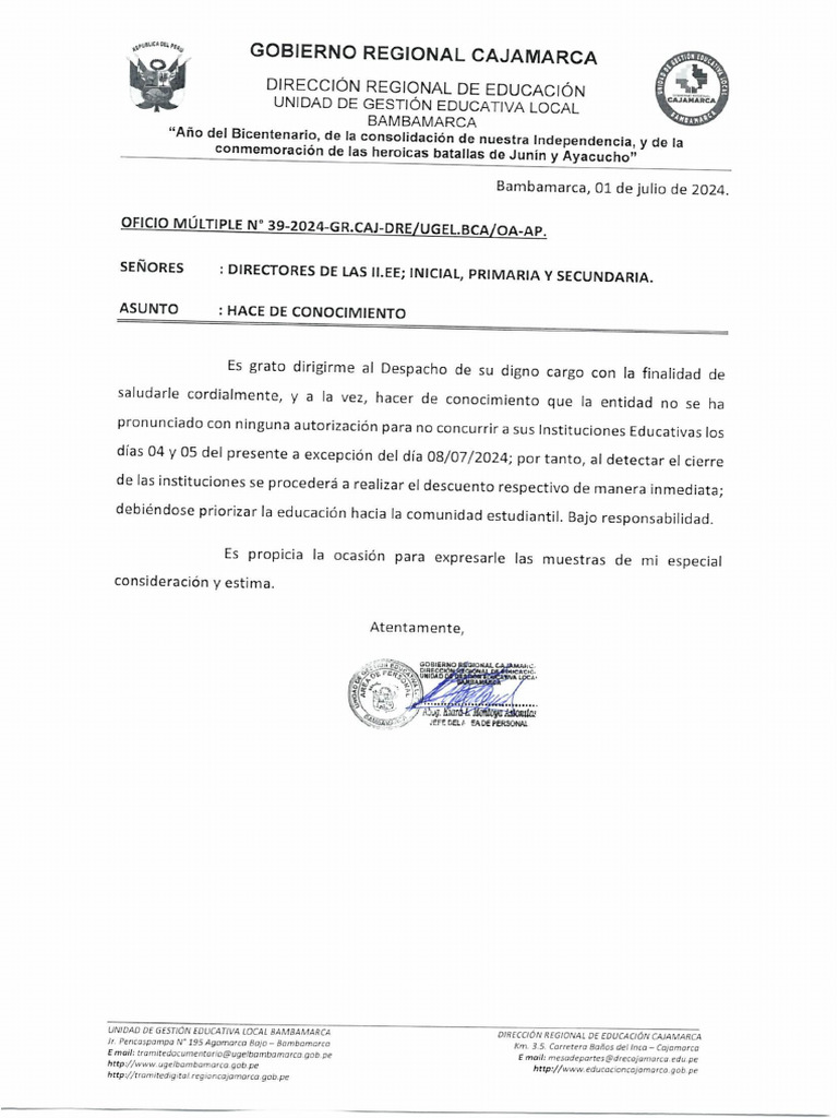 Oficio Multiple #039-2024 | PDF