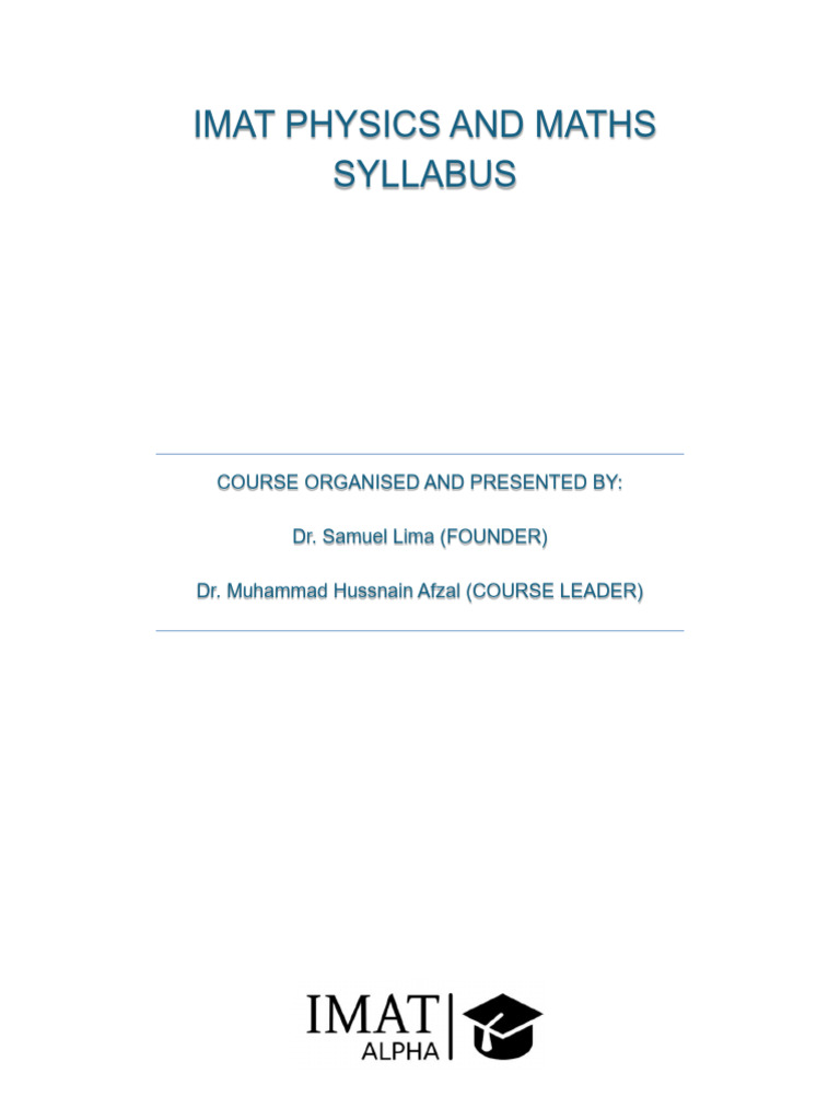 IMAT Physics and Maths Course Syllabus | PDF | Force | Electricity