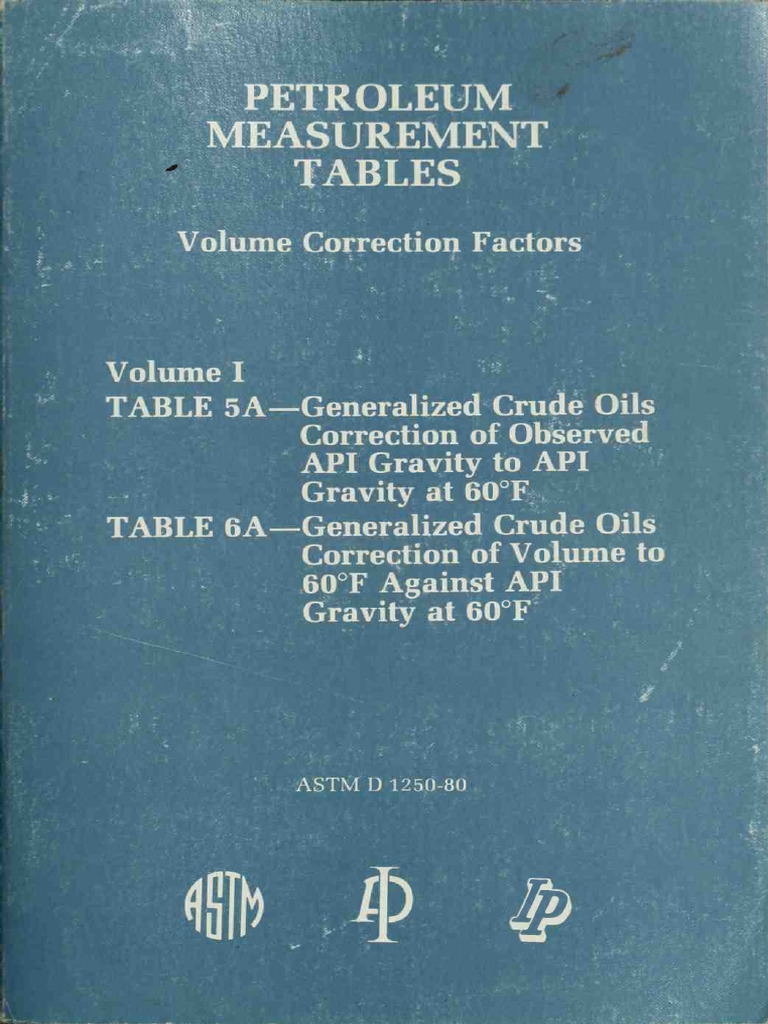 Petroleum Measurement Volume Tables | PDF | Oils | Petroleum