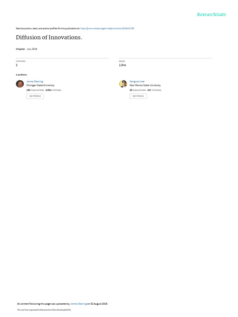 Dearing2008 Evolution of Diffusion and Dissemination Theory | PDF ...