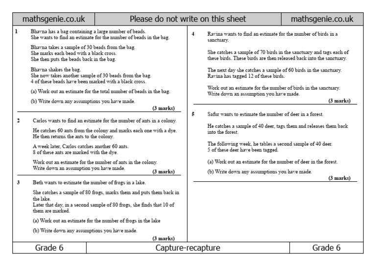 GCSE Mathematics Capture Recapture | PDF | Biology