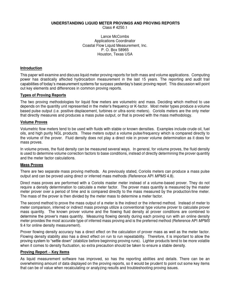 Understanding Liquid Meter Provings | PDF | Flow Measurement | Density