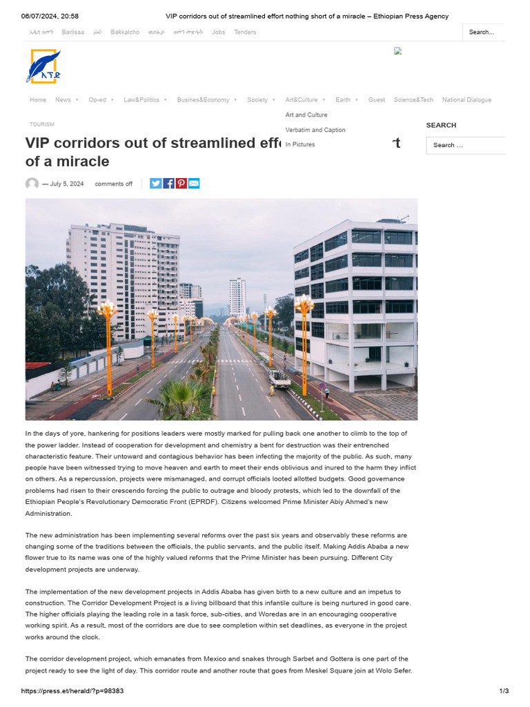 VIP Corridors Out of Streamlined Effort Nothing Short | PDF | Ethiopia