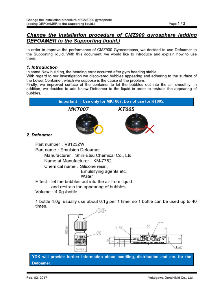 DEFOAMER INSTALLATION Yokogawa | PDF | Liquids | Emulsion