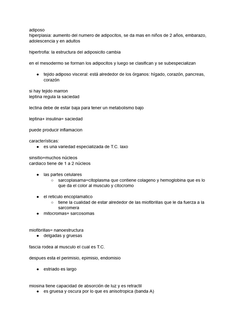 tejido adiposo | Descargar gratis PDF | Músculo | Corazón