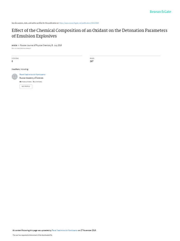 Effect of The Chemical Composition of An Oxidant On The Detonation ...