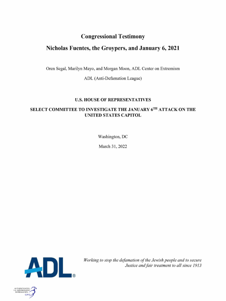 Congressional Testimony Nicholas Fuentes, The Groypers, and January 6 ...