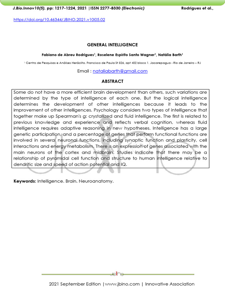 53 - General Intelligence | PDF | Cerebral Cortex | Intelligence Quotient