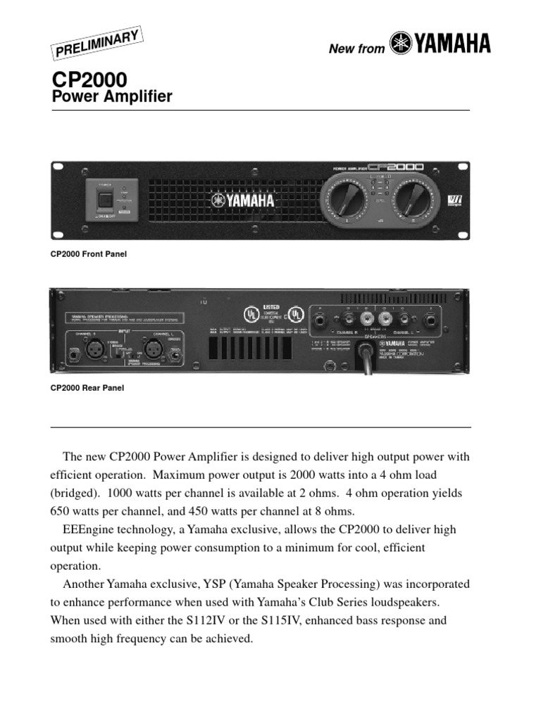 Yamaha Cp2000 | PDF | Information And Communications Technology ...
