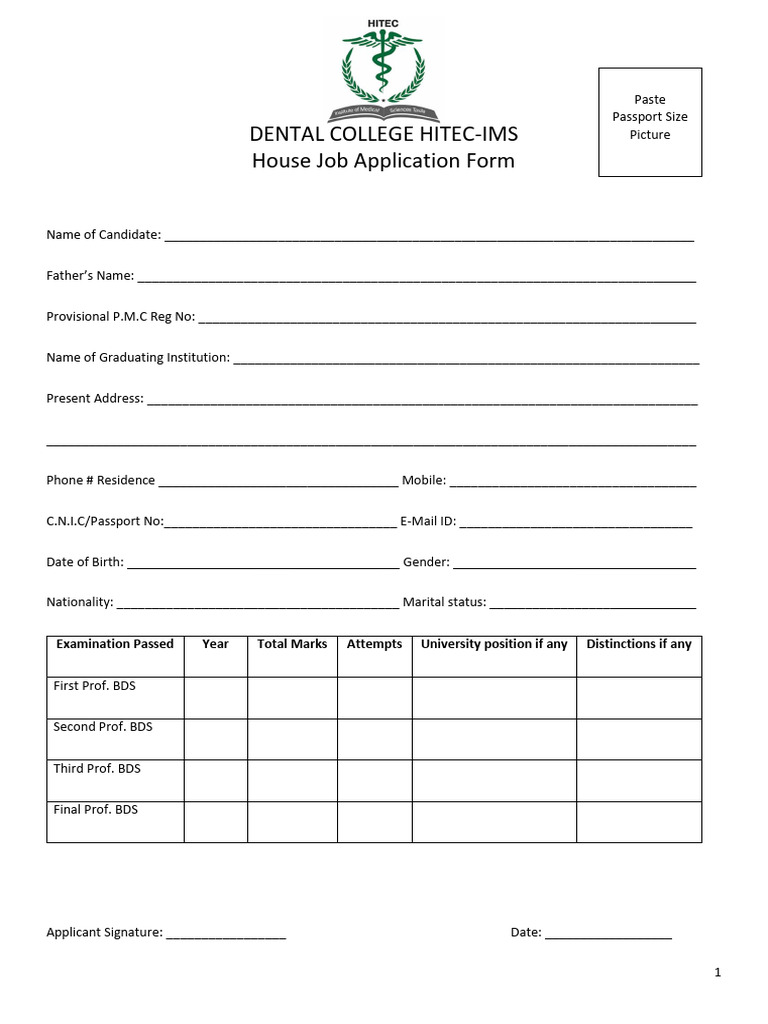 House Job Application Form | PDF | Law