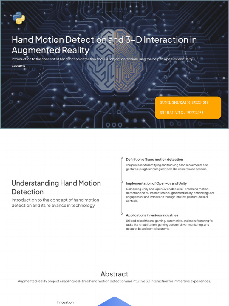 Hand Motion Detection in AR CapStone | PDF Hand Motion Detection in AR CapStone | PDF