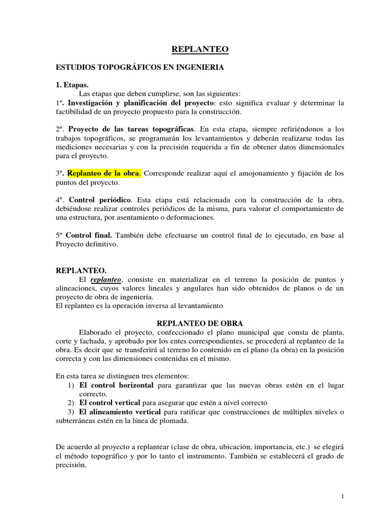 Replanteo de Edificios RESUMEN | PDF | Topografía | edificio