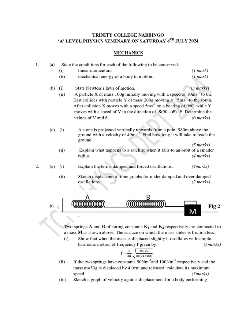 A Level Physics Seminar 2024 Mechanics | PDF | Capacitor | Inductor