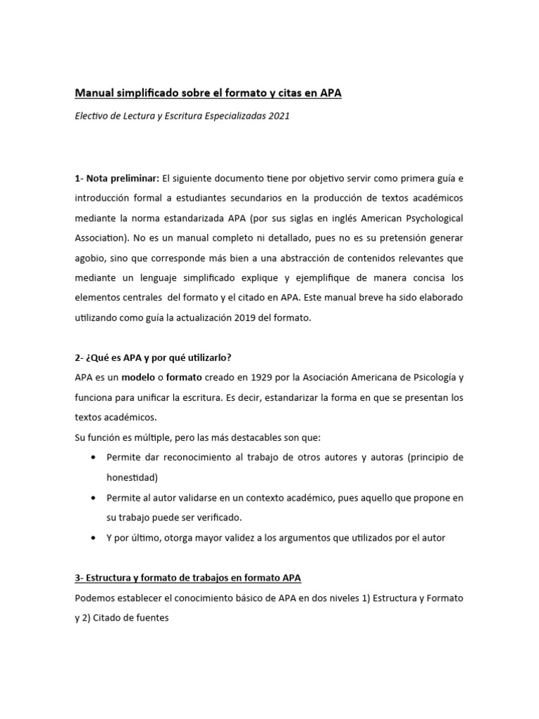 Manual Simplificado Normas APA - Electivo Lectura y Escritura Académica ...