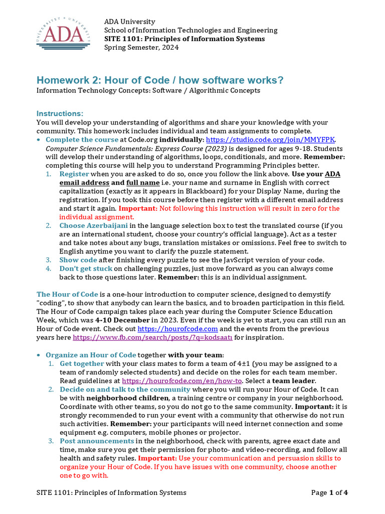 SITE1101 HW02 Instructions Rev0 | PDF | Computer Programming | Software