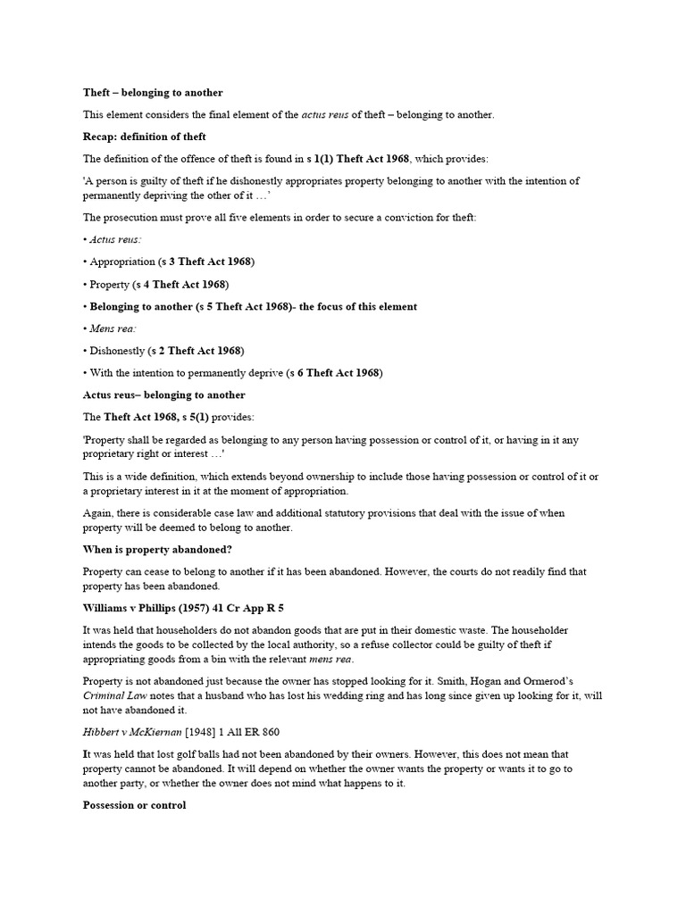 Understanding Theft: Legal Insights | PDF | Theft | Common Law