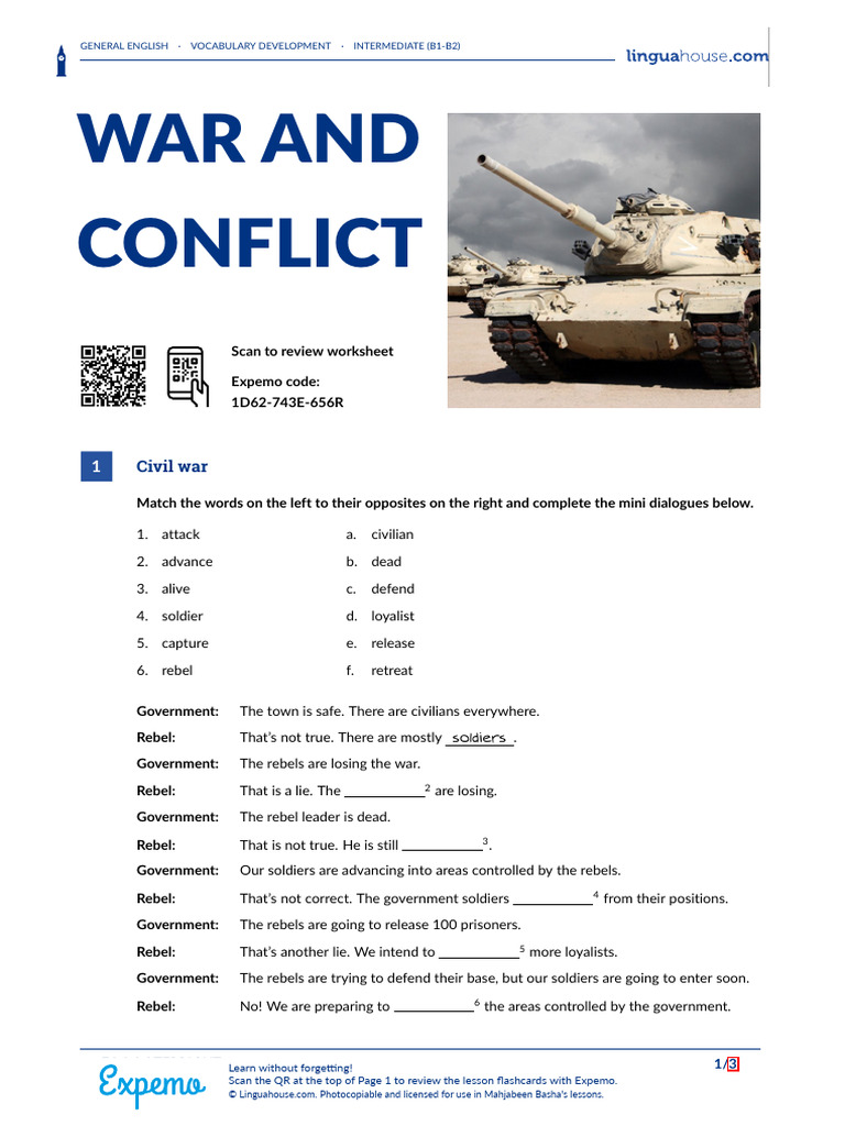 War and Conflict British English Student | PDF | World War I ...