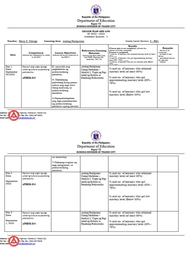 DLL AP8 Q1W4 Prehistoriko | PDF | Internet | Written Communication