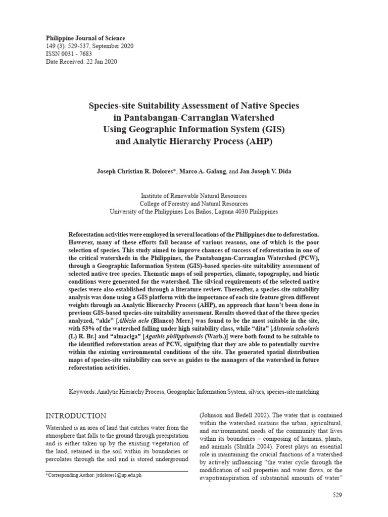 Species Site Suitability Assessment of Native Species | PDF | Soil ...