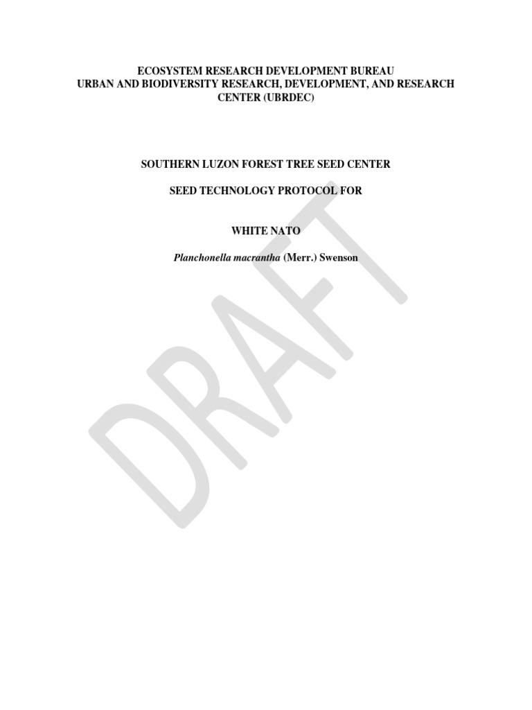 Seed Technology Protocol 2022 - White Nato - Arangen | PDF | Seed | Sowing