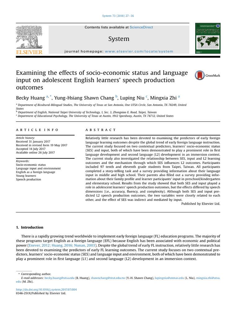 Examining The Effective of Socio Economic Status and Language Input On ...
