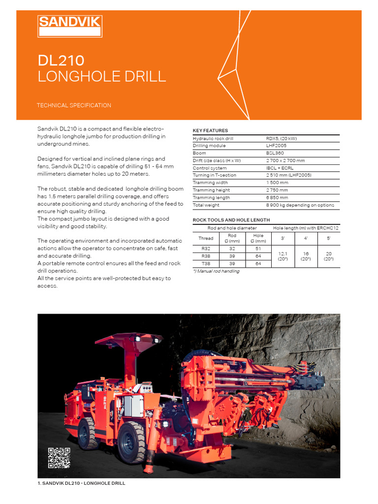 dl210 Specification Sheet English | PDF | Drill | Drilling