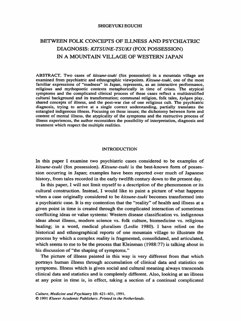 Between Folk Concepts of Illness and Psychiatric Diagnosis: (Fox ...