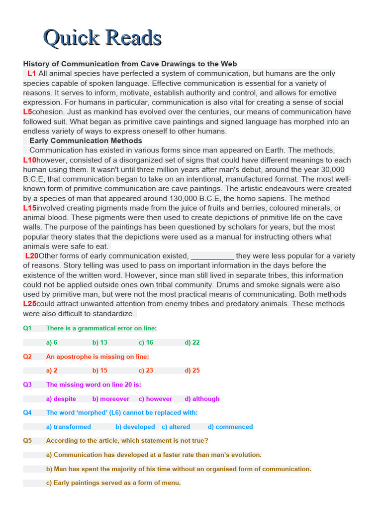 Reading A Quik | PDF | Communication | Human