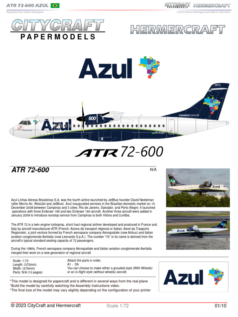 Atr 72-600 Azul 72 | PDF | Transport Companies | Civil Aviation