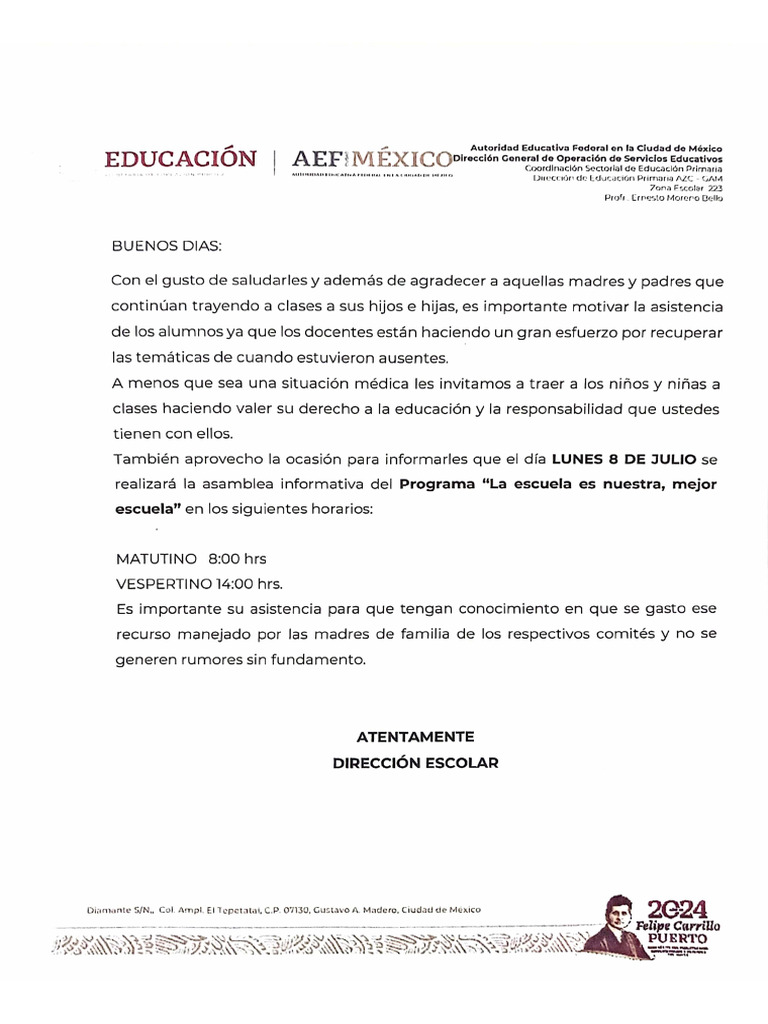 Informe Mejor Escuela | PDF