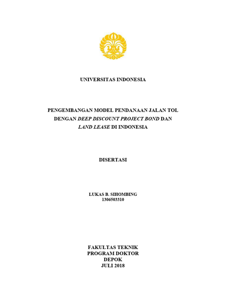 Disertasi Pengembangan Model Pendanaan Jalan Tol D | PDF | Bisnis | Seni