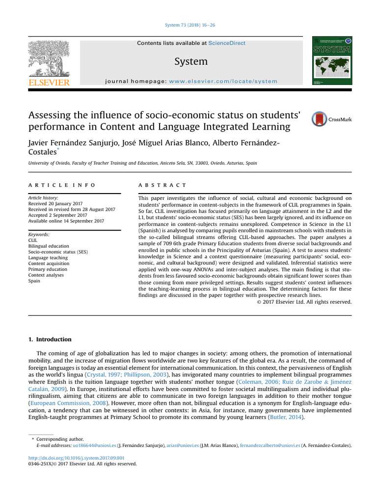 Assessing The Influence of Socio Economic Status On Students Perfo ...