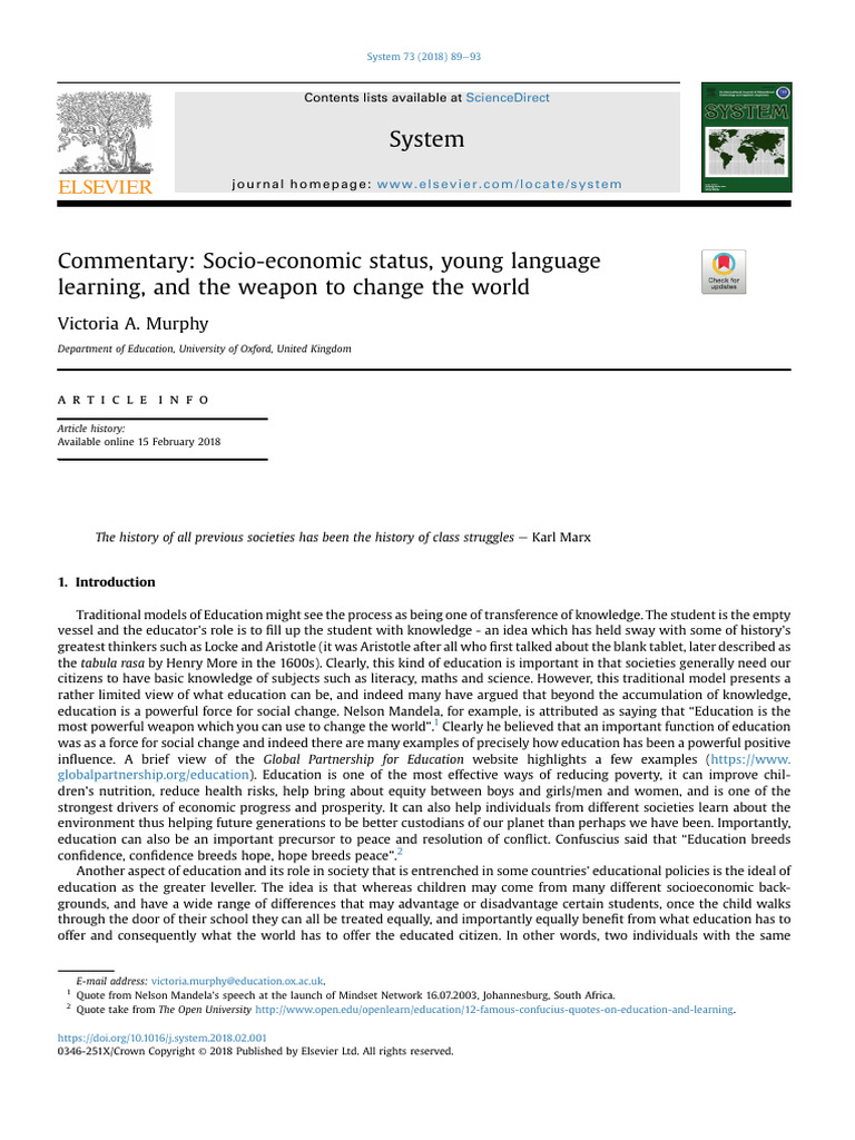 Commentary Socio Economic Status Young Language Learning and TH - 2018 ...