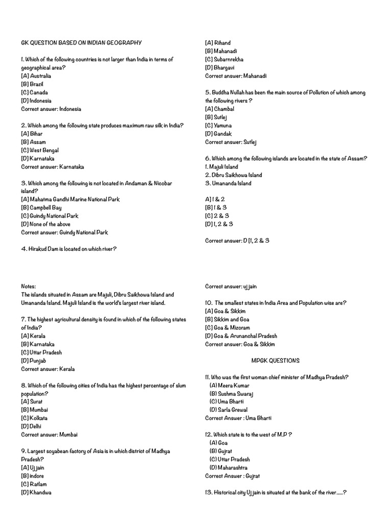 GK Quiz - 3 | PDF | Politics Of India