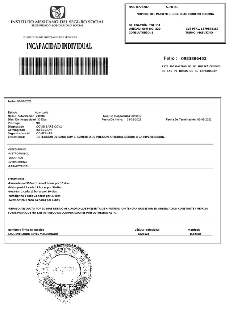 Incapacidad IMSS | PDF