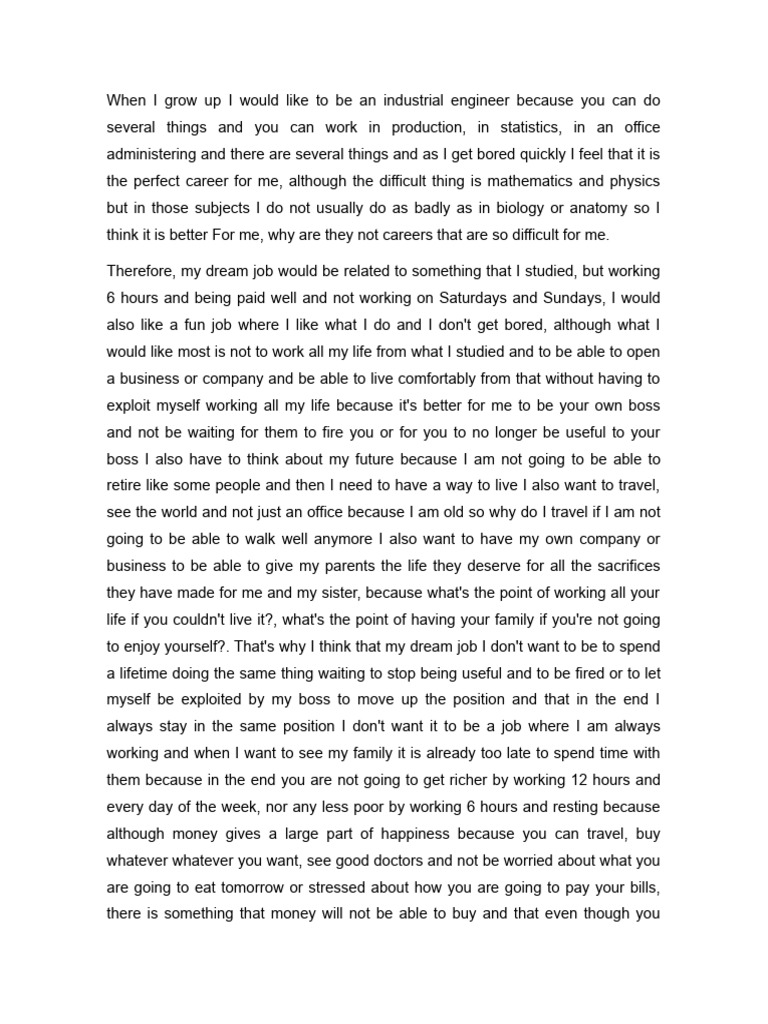 Proyect English My Dream Job | PDF | Self-Improvement