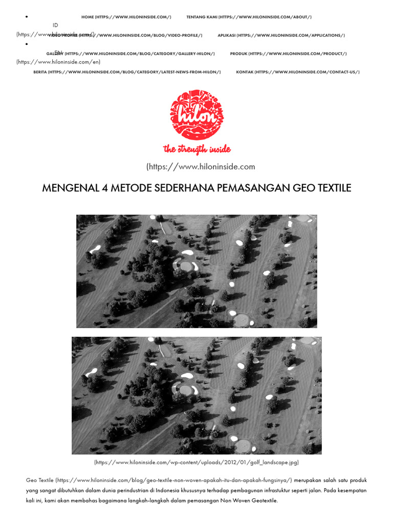 Mengenal 4 Metode Sederhana Pemasangan Geo Textile - Hilon Indonesia | PDF