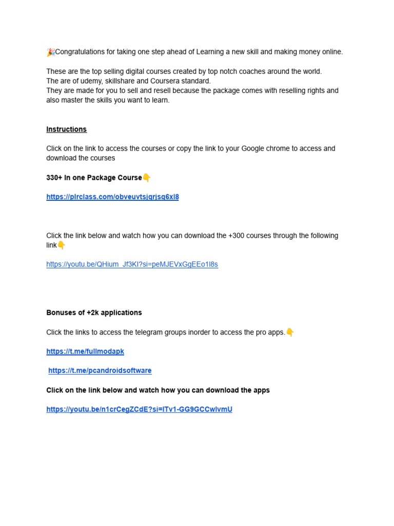 300 Udemy Coursera and Skillshare Standard Digital Courses | PDF