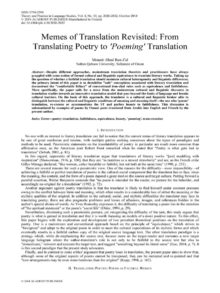 Memes of Translation Revisited | PDF