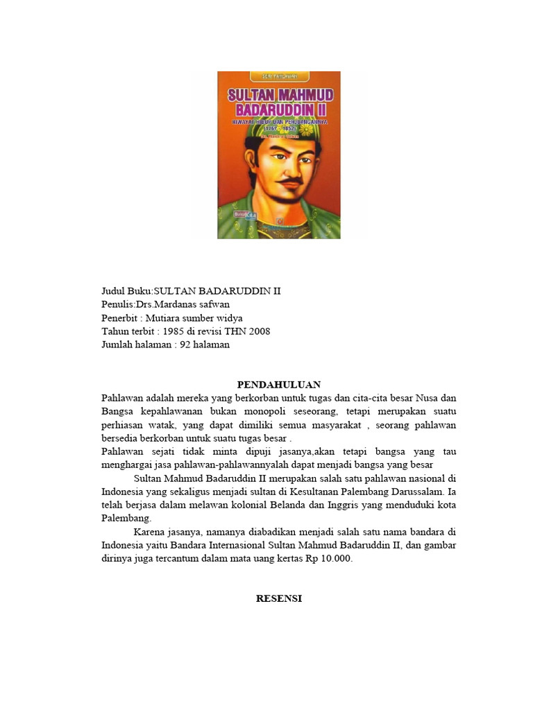Alan Ferdiansyah - Resensi Sultan Badaruddin II - Indonesia | PDF
