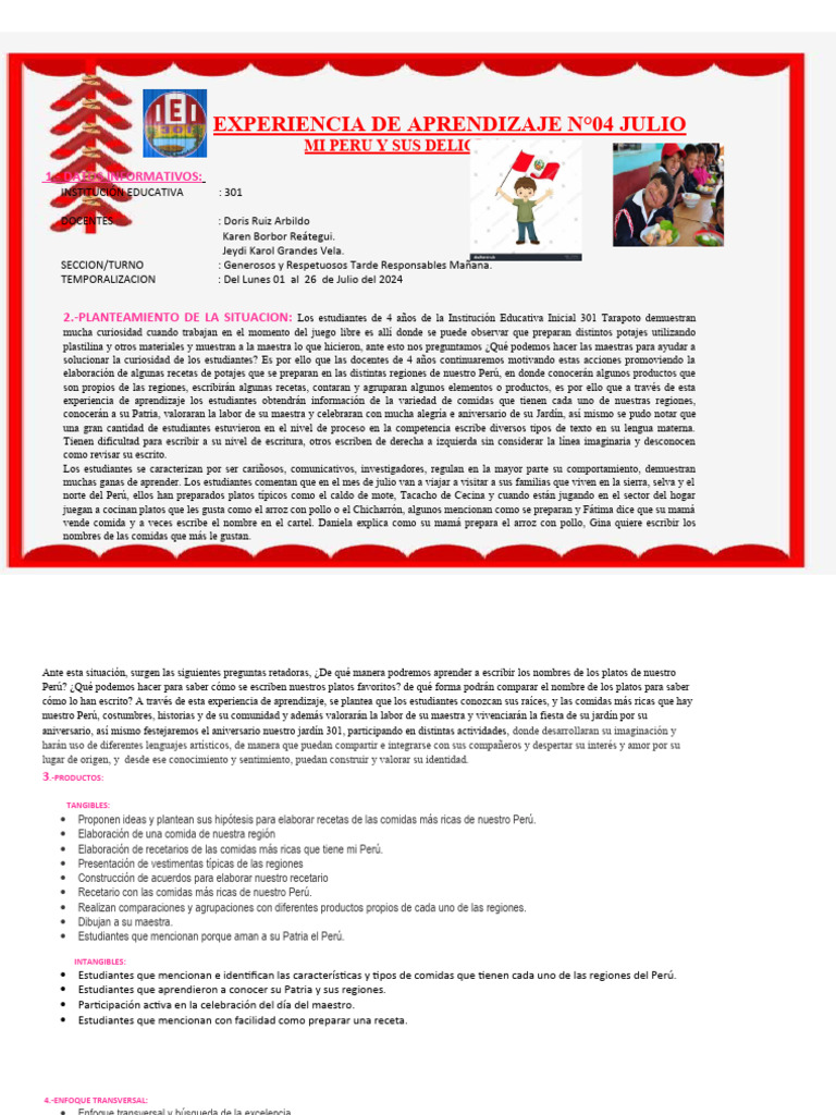 Experiencia 4 Julio Mi Peru Y Sus Delicias Pdf Las Emociones Bailes