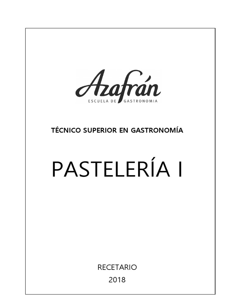 Recetario Pasteleria I 2 Pdf Postres Confitería