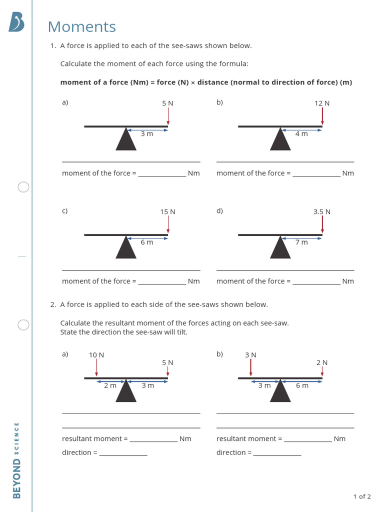 Moments Worksheet Foundation | PDF