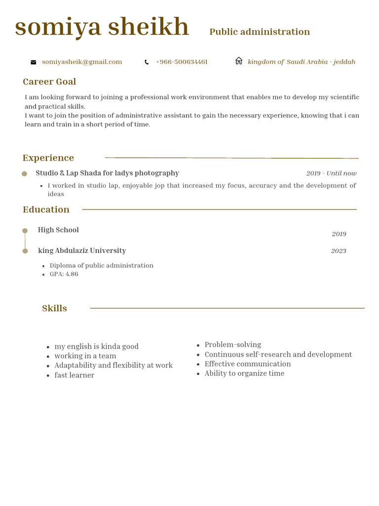 Administrative Assistant Resume of Somiya Sheikh | PDF | Career & Growth | Business