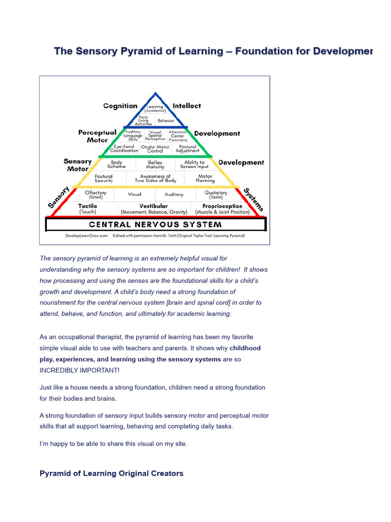 The Sensory Pyramid of Learning - Foundation For Development - 1 | PDF ...