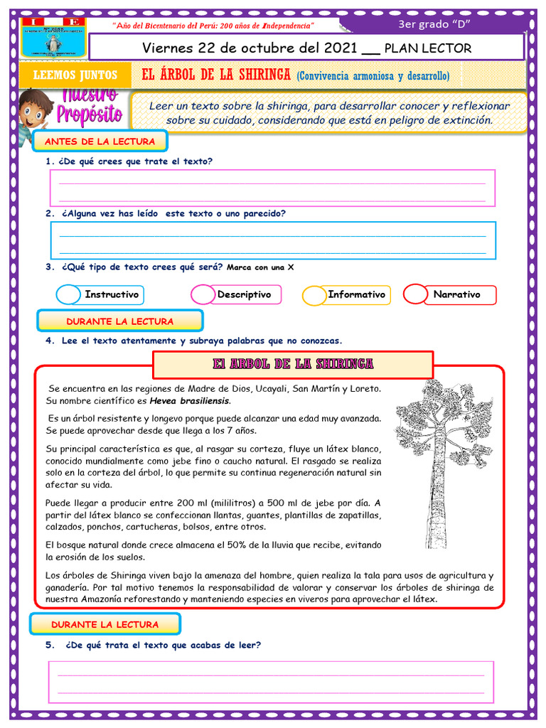 Leemos Juntos Día 5 El Árbol de La Shiringa | PDF