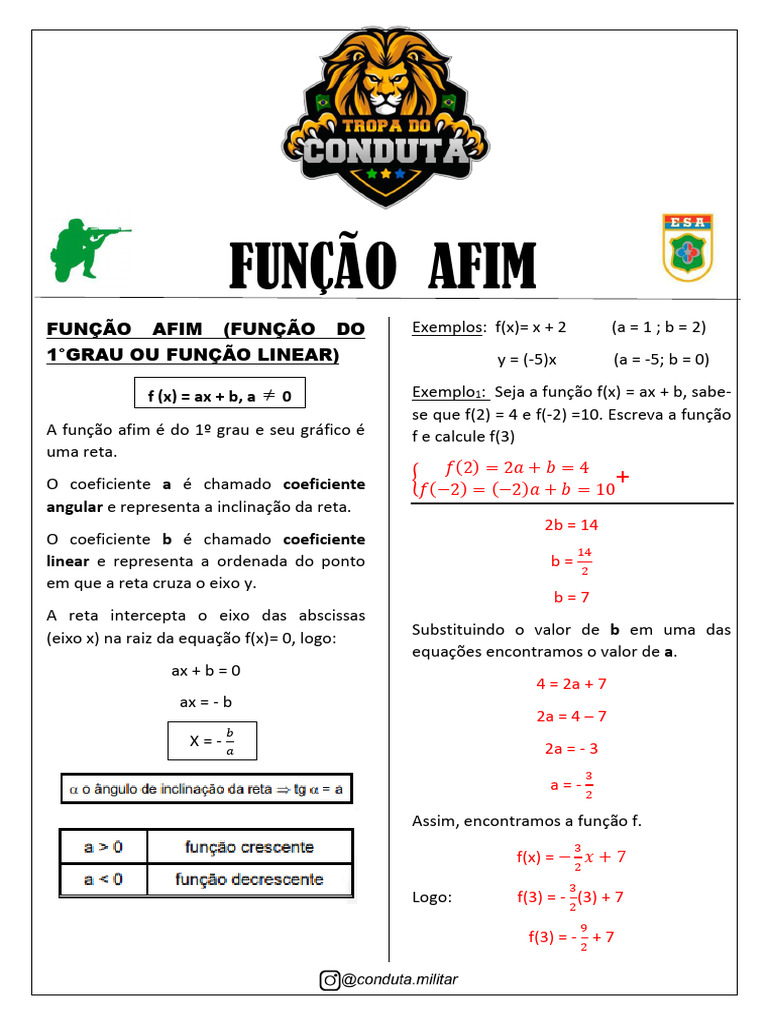 Função Afim | PDF | Equações | Funções e mapeamentos