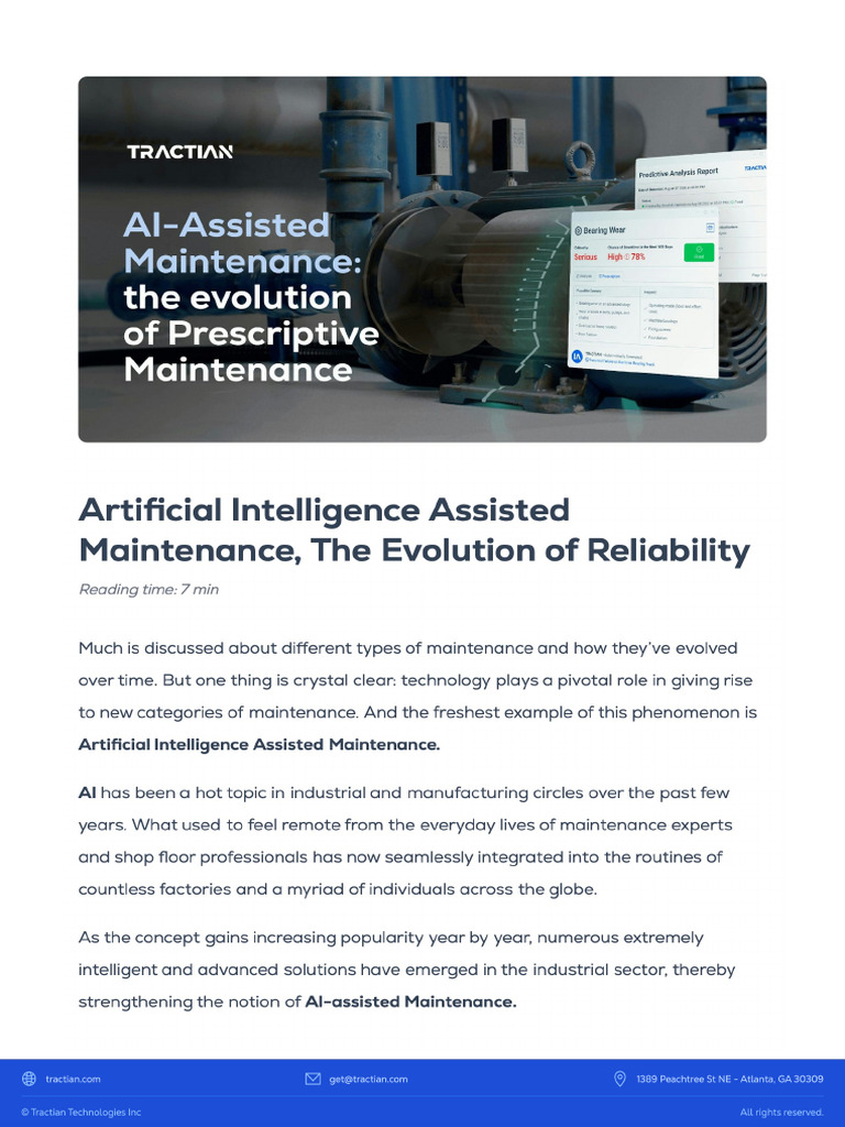 Artificial Intelligence Assisted Maintenance, The Evolution of ...