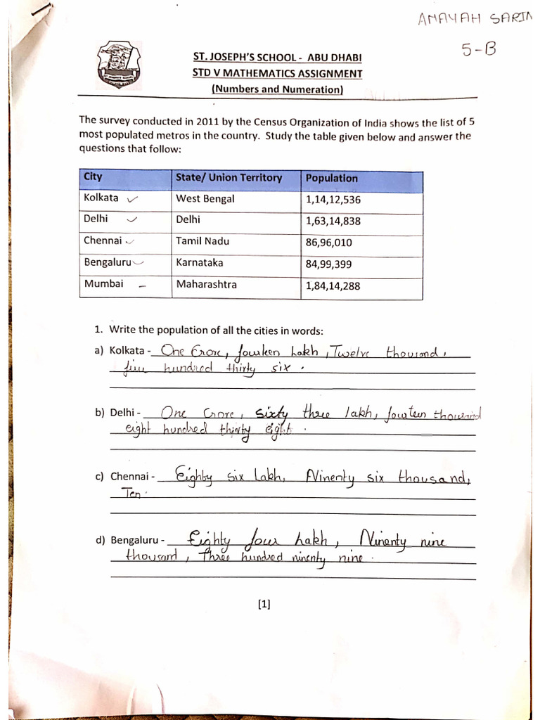 Numbers and Numeration - Assignment | PDF